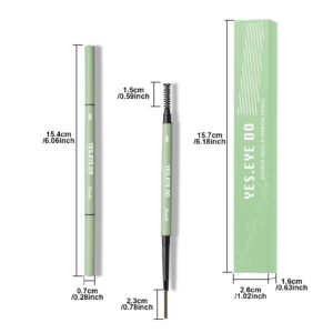 Gray Eyebrow Pencil Liner, Ultra Slim Eyebrow Pencil Automatic Brow Definer Long Lasting, Waterproof Micro Fine Triangle Tip Double Head Brow Sculptor for Natural Eye Brow Lamination Makeup Look, Grey, YES.EYE DO