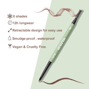 Gray Eyebrow Pencil Liner, Ultra Slim Eyebrow Pencil Automatic Brow Definer Long Lasting, Waterproof Micro Fine Triangle Tip Double Head Brow Sculptor for Natural Eye Brow Lamination Makeup Look, Grey, YES.EYE DO