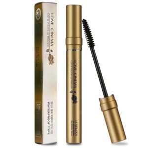 love cinema curling & voluminous mascara, waterproof mascara, intense length, long-lasting, no flaking, no clumping, smudge-proof mascara - black, 0.24 fl oz (gold package) [made in korea]