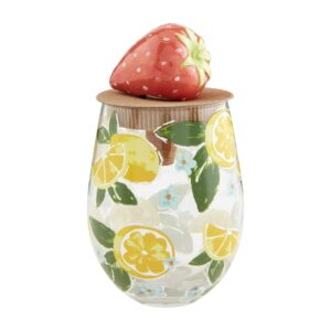 mud pie lemon fruit wine glass set 16oz