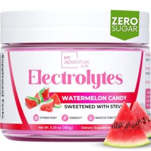 zero sugar - watermelon candy electrolytes powder - refreshing hydration - caffeine free energy with all natural ingredients - vegan, keto and paleo - sugar free electrolytes drink mix - 30 servings