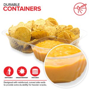 22oz Plastic Nacho Trays (50 Pack) Large Disposable Tray for Nachos & Cheese Dip, Concession Stand Supplies, Movie Night Snacks for Kids, Carnival Party Decorations, Food Boats, Snack Containers