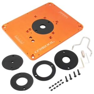 o'skool precision aluminum router table insert plate, router templates with pre-drilled adapt to multiple routers of different model