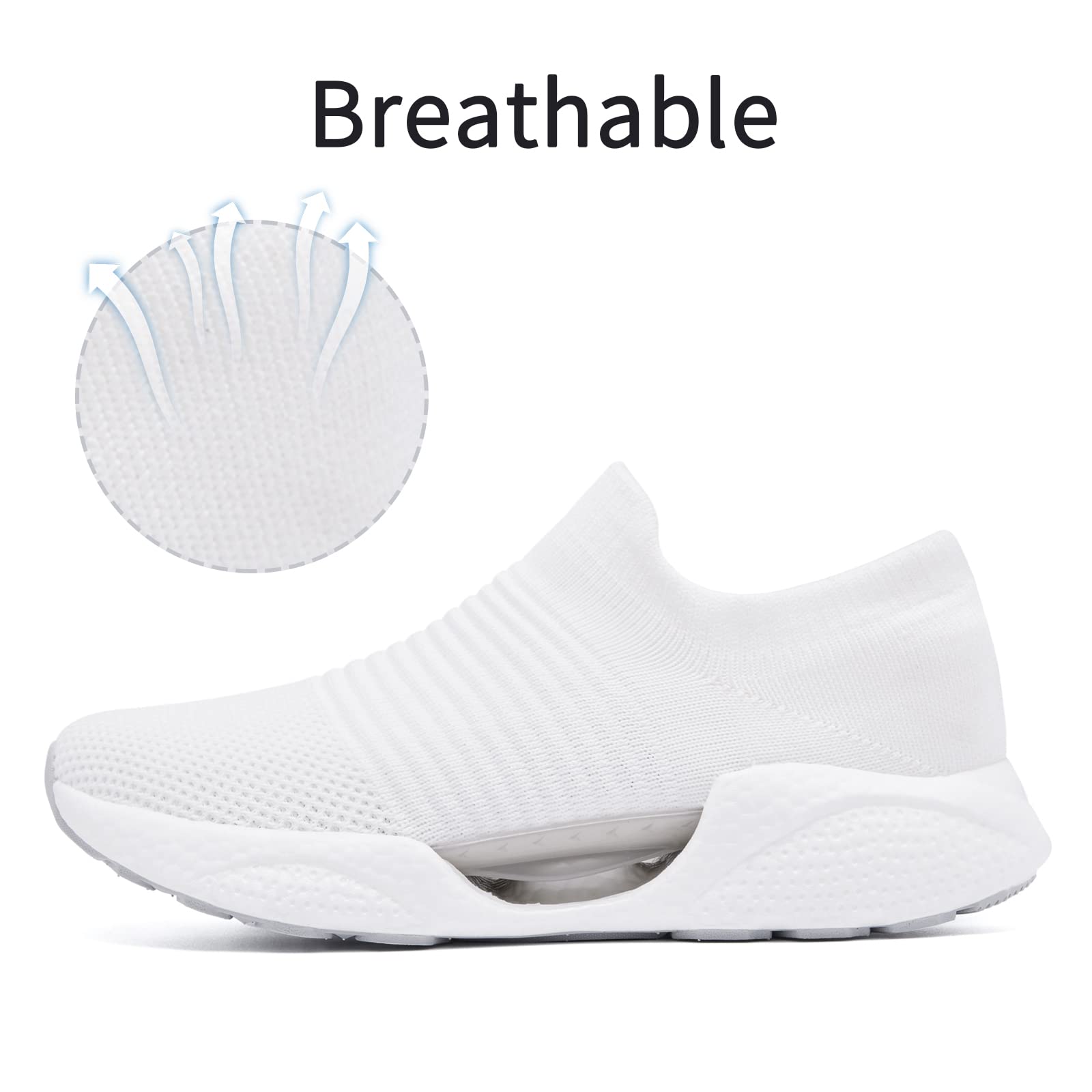 Limberun Walking Sock Shoes Womens Casual Mesh Sneakers Non Slip Elastic Sock Casual Lightweight Comfort Work Shoe White 9