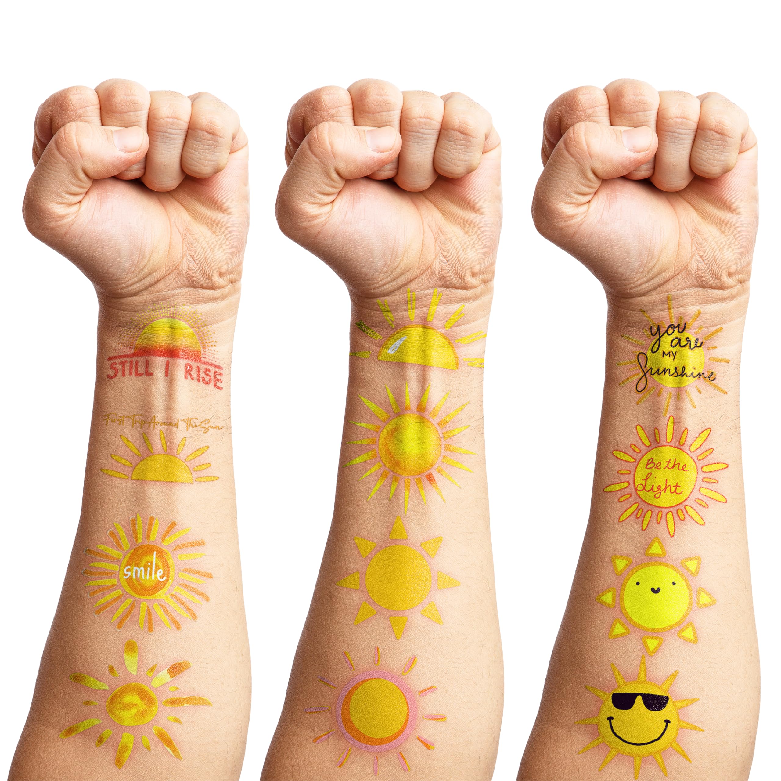 Sun Tattoo Temporary Tattoos Theme Birthday Party Decorations Supplies Favors Cute Stickers 8 Sheets 96 PCS Gifts for Kids Boys Girls Classroom Rewards Prizes Christmas