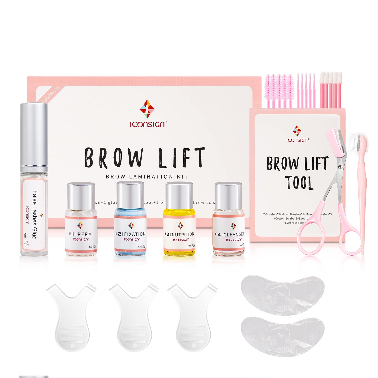 ICONSIGN Brow Lamination Kit, Professional Semi-Permanent Eyebrow lift Kit, Fuller & Thicker Brows Long Lasting up to 8 weeks, Suitable for Salon & Home Use