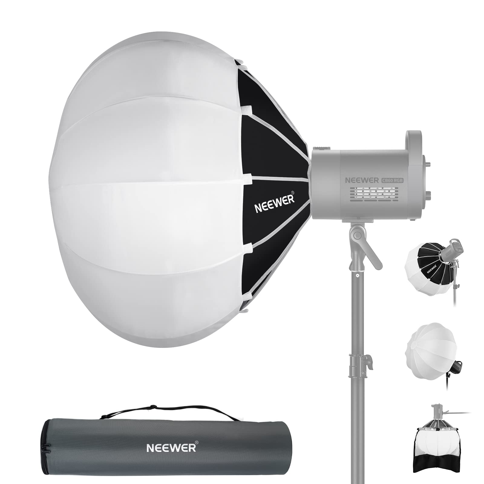 NEEWER 20"/50cm Lantern Softbox One Step Quick Release, 360° Light Diffuser with Skirt, Bowens Mount for Video Light CB60 CB100 CB150 Compatible with Aputure Light 600d Amaran 60x Godox SL60W, NS50L