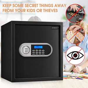 1.5 Cubic Feet Home Safe Fireproof Waterproof, Digital Home Security Safe Box with Electronic Keypad & Keys, Personal Home Safe for Firearm Medicine Money Documents Valuables