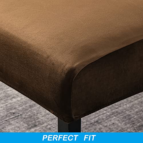 OBCREAT Armless Accent Chair Cover,High Stretch Slipper Chair Slipcovers Soft Velvet Armless Chair Covers with Elastic Bottom Plush Furniture Protector Cover for Living Room Home Hotel (Brown)