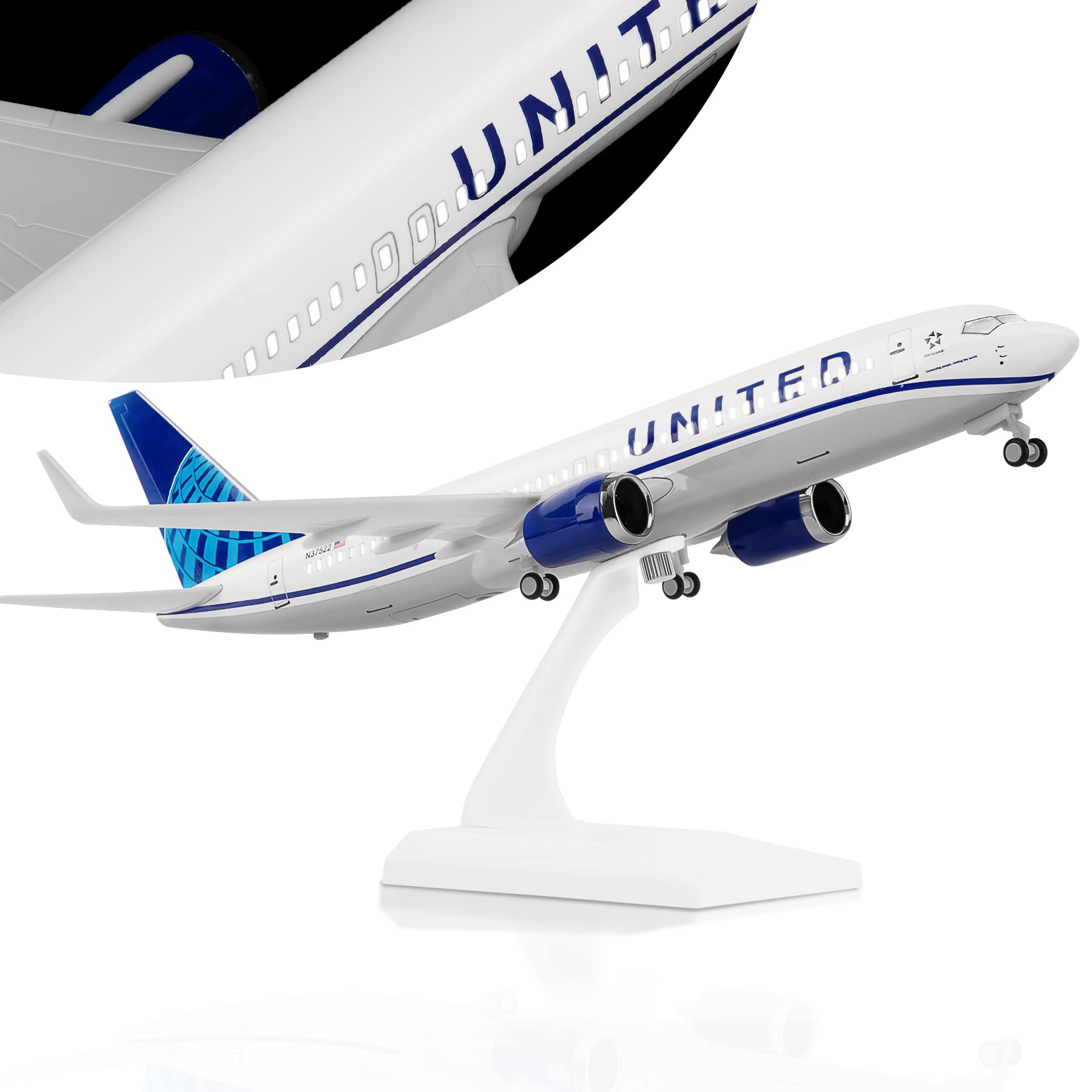 Joylluoan 1:130 Model United Model Plane Alloy Diecast Airplanes Model Airplane with LED Light