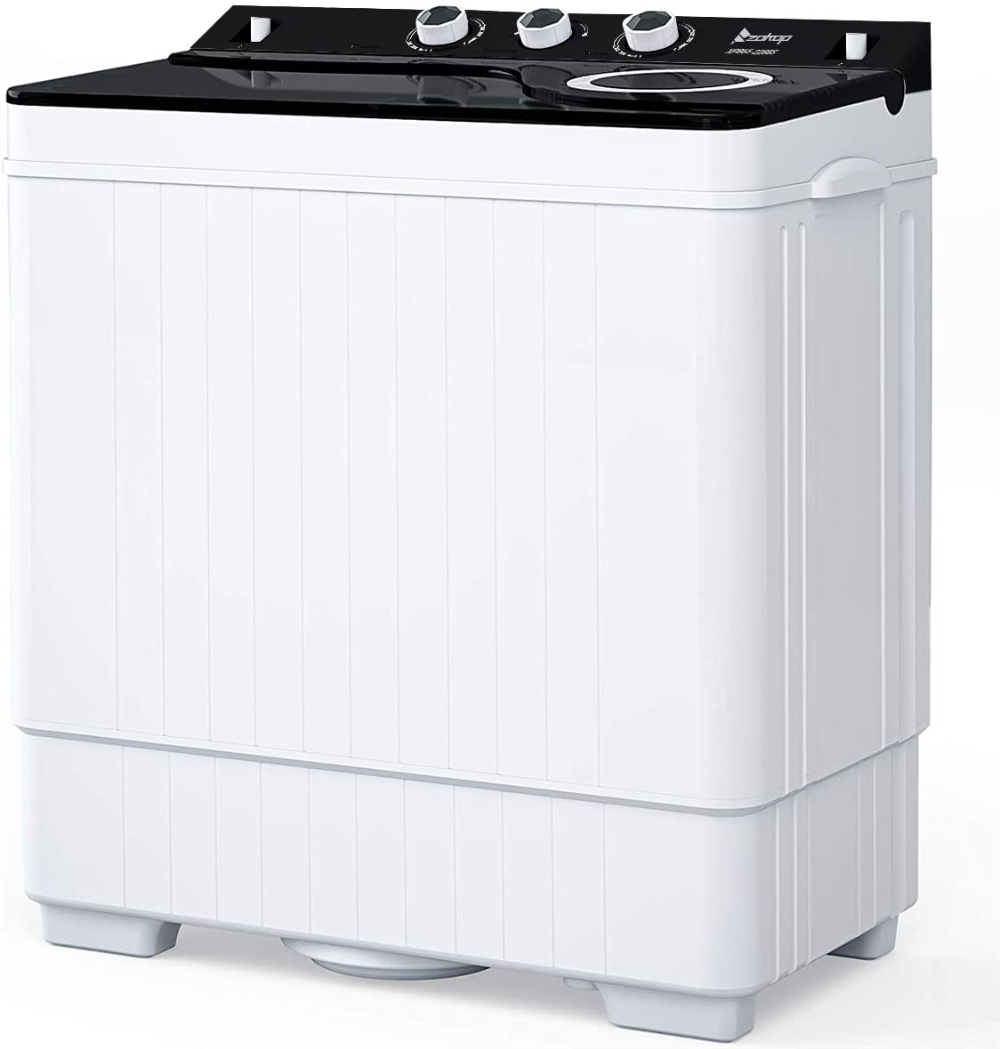 Portable Washing Machine 26lbs Capacity, Mini Twin Tub Washer Compact Laundry Machine with Built-in Drain Pump, Semi-Automatic Laundry Washer 18lbs Washer 8lbs Spinner for Dorms, Apartments, RVs