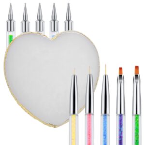 sibba nail art palette with 5 nail brushes sets resin nail mixing palette polish color mixing plate golden edge nail holder display board cosmetic mixing tools