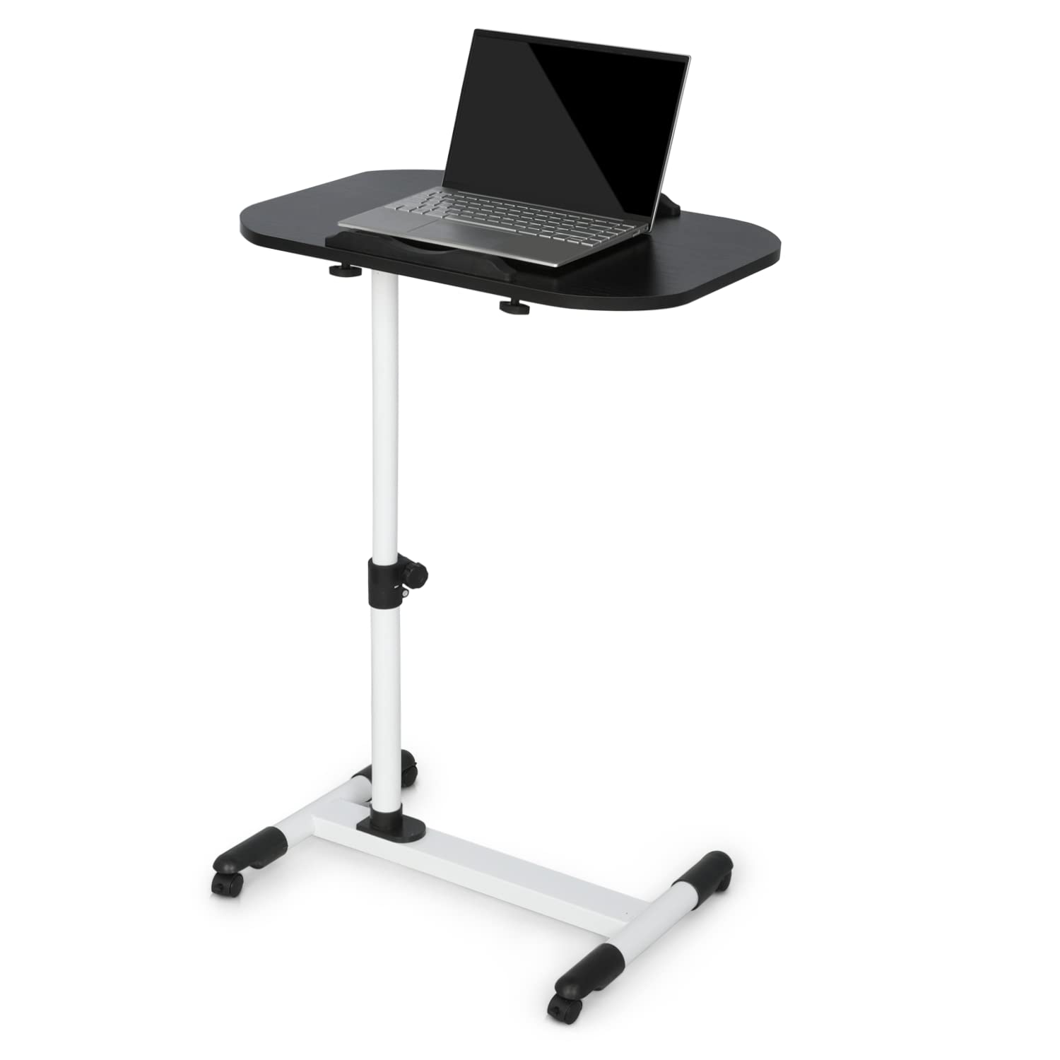 MoNiBloom Mobile Laptop Desk 360° Rotatable Panel Adjustable Height Desk Rolling Cart Ergonomic Table with Wheels for Home Office School, Black