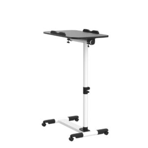 MoNiBloom Mobile Laptop Desk 360° Rotatable Panel Adjustable Height Desk Rolling Cart Ergonomic Table with Wheels for Home Office School, Black