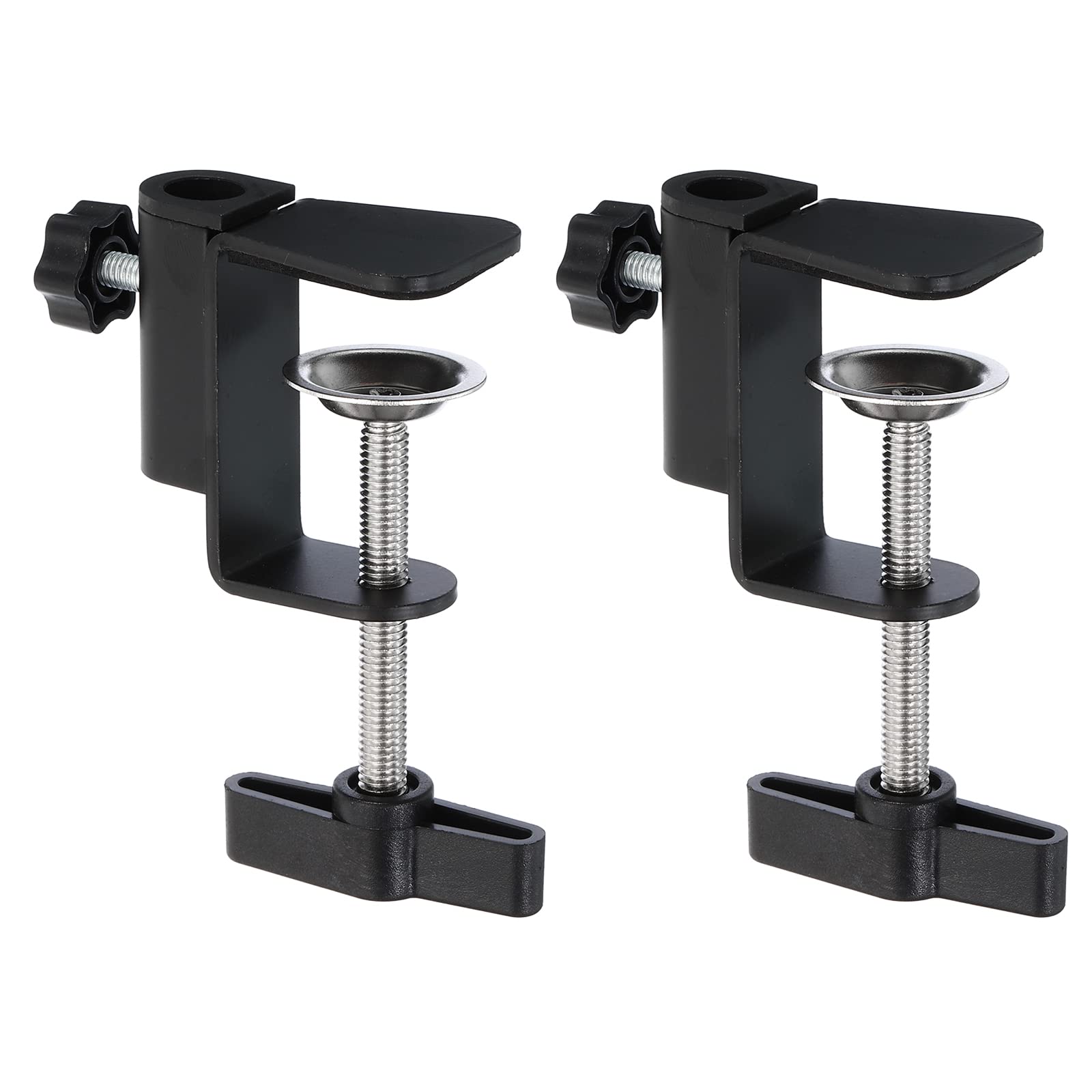 PATIKIL 0.49" Hole Dia. Desk Clamp, 2 Pcs Universal C-Clamp Base with Adjustable Screw for Microphone Mic Arm Table Lamp Mount Holder, Black