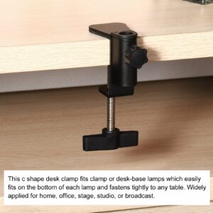 PATIKIL 0.49" Hole Dia. Desk Clamp, 2 Pcs Universal C-Clamp Base with Adjustable Screw for Microphone Mic Arm Table Lamp Mount Holder, Black