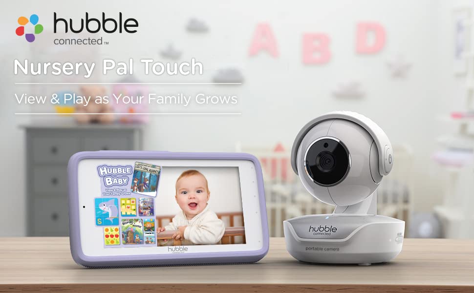 Hubble Nursery Pal Touch 5" Smart Baby Monitor with Camera and Audio, WiFi Baby Camera Monitor with Flexible Wall Mount; Pan Tilt Zoom; 2Way Talk, Interactive Smart HD Monitor & Smartphone App