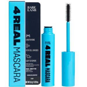 babe original 4 real mascara black for volume, length, and lift in eyelashes, defined & flutterly look, vegan & cruelty-free, 8.5g