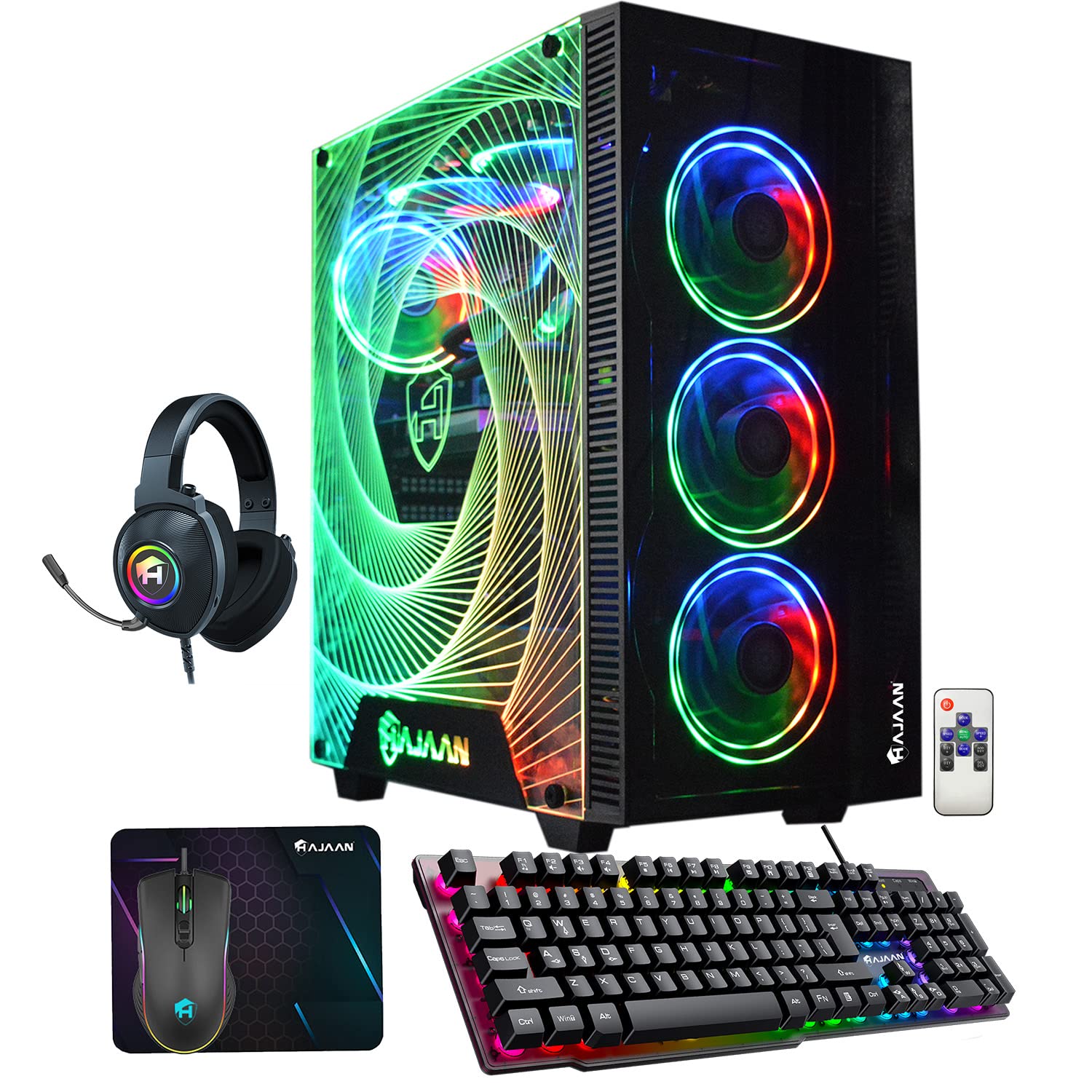 HAJAAN CYCLONIA Computer Desktop VR Gaming PC - Liquid Cooled - Intel i9-10850K 10-Core Processor Upto 5.2 GHz - RTX 3060 12GB GDDR6-64GB DDR4-2TB SSD - Windows 11 Pro