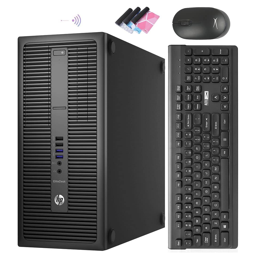 HP Tower Computers EliteDesk 800 G2 PC Tower,Intel Quad Core i5 Desktop,32GB Ram 1TB SSD,3TB HDD,DVD,VGA,USB,BT,DP,AX210 Built-in WiFi, Wireless K&M + TJJ Mouse PAD,Win10(Renewed)