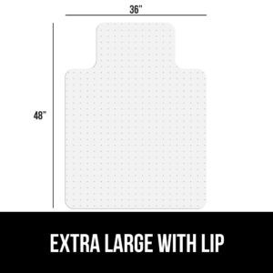 Gorilla Grip Office Chair Mat for Carpet Floor, Slip Resistant Heavy Duty Under Desk Protector Carpeted Floors, No Divot Plastic Rolling Computer Mats, Smooth Glide Semi Transparent Design 48x36 Clear