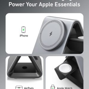 Anker MagSafe Charger Stand, 737 MagGo Charger, 3-in-1 Charging Stand with MFi-Certified 15W Max Fast Charging, iPhone 15/14/13/12 Series, Apple Watch S8/7/6, AirPods, 30W USB-C Charger Included