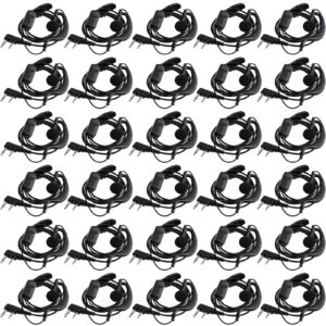 kathfly 30 pack walkie talkie earpiece with mic g shape 2 pin headset earpiece two way radio earpiece with microphone compatible with baofeng uv-5r bf-888s retevis h-777 rt21 rt22 puxing hyt