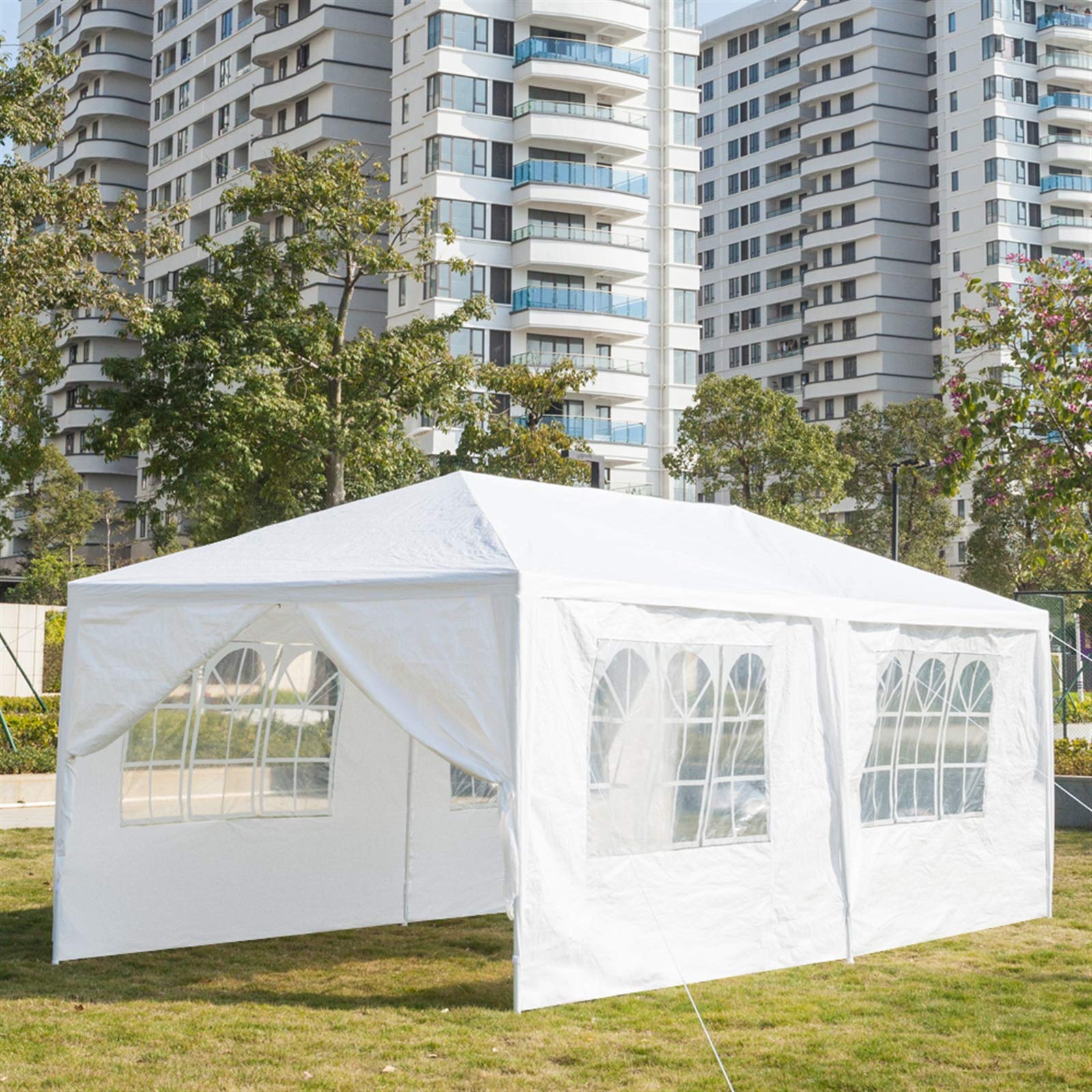 10' x 20'x 8.5'Outdoor White Waterproof Gazebo Canopy Tent with 4 Removable Sidewalls and Windows Heavy Duty Tent for Party Wedding Events Beach BBQ