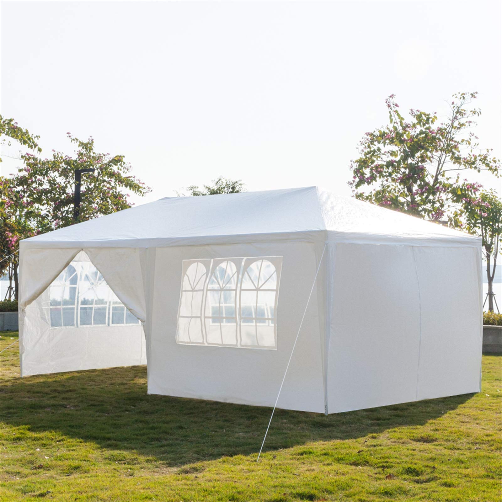 10' x 20'x 8.5'Outdoor White Waterproof Gazebo Canopy Tent with 4 Removable Sidewalls and Windows Heavy Duty Tent for Party Wedding Events Beach BBQ