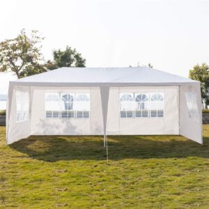 10' x 20'x 8.5'Outdoor White Waterproof Gazebo Canopy Tent with 4 Removable Sidewalls and Windows Heavy Duty Tent for Party Wedding Events Beach BBQ