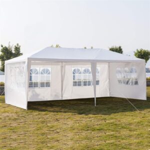 10' x 20'x 8.5'Outdoor White Waterproof Gazebo Canopy Tent with 4 Removable Sidewalls and Windows Heavy Duty Tent for Party Wedding Events Beach BBQ