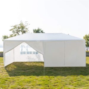 10' x 20'x 8.5'Outdoor White Waterproof Gazebo Canopy Tent with 4 Removable Sidewalls and Windows Heavy Duty Tent for Party Wedding Events Beach BBQ