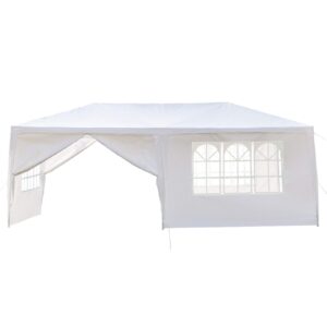 10' x 20'x 8.5'Outdoor White Waterproof Gazebo Canopy Tent with 4 Removable Sidewalls and Windows Heavy Duty Tent for Party Wedding Events Beach BBQ