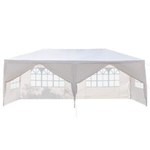 10' x 20'x 8.5'Outdoor White Waterproof Gazebo Canopy Tent with 4 Removable Sidewalls and Windows Heavy Duty Tent for Party Wedding Events Beach BBQ