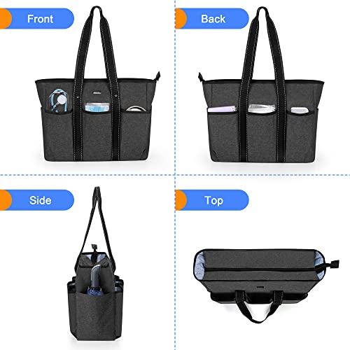 Damero Nurse Bags with Inserts for Work, Nursing Bag Multiple Pockets Clinical Bag for Nursing Students, Nurse Tote Bags Women Laptop Bag for Nurse Accessories, Black