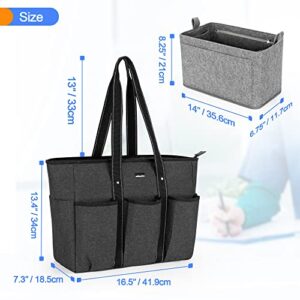 Damero Nurse Bags with Inserts for Work, Nursing Bag Multiple Pockets Clinical Bag for Nursing Students, Nurse Tote Bags Women Laptop Bag for Nurse Accessories, Black