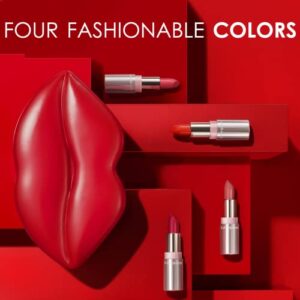 CARSLAN 4pcs Lustrous Lipstick Red Lip Gift Box Cream Finish Long-Lasting Hydrating Lipstick Non-Sticky for Women