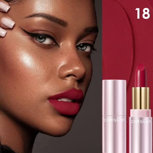 CARSLAN 4pcs Lustrous Lipstick Red Lip Gift Box Cream Finish Long-Lasting Hydrating Lipstick Non-Sticky for Women