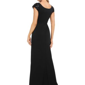 Ever-Pretty Women's Elegant Sequins Short Sleeve V Neck Long Maxi Formal Dresses Black US6