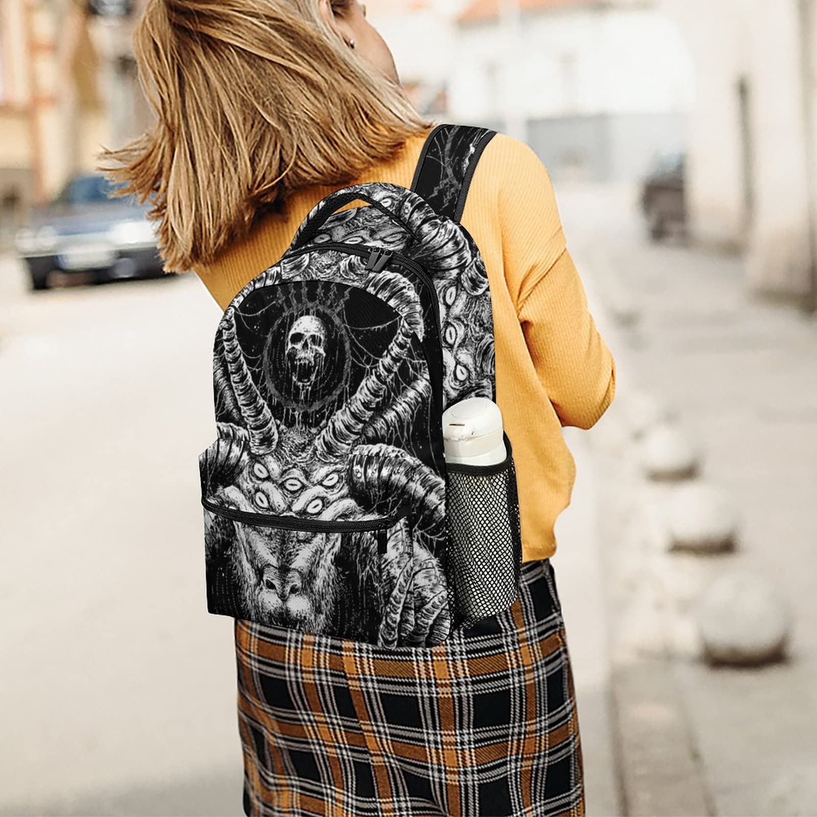 Baphomet Satan Goat Laptop Backpack Fashion Shoulder Bag Travel Daypack Bookbags for Men Women