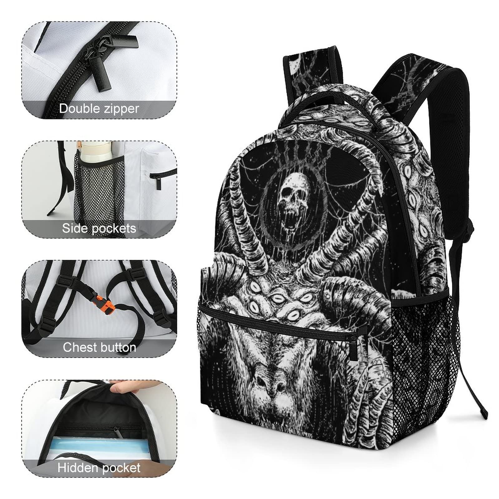 Baphomet Satan Goat Laptop Backpack Fashion Shoulder Bag Travel Daypack Bookbags for Men Women