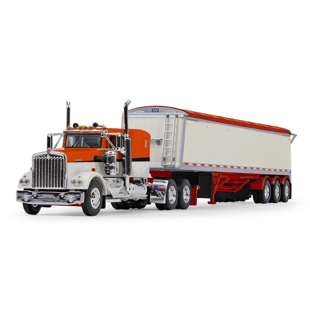 DCP by First Gear Orange Pearl: Kenworth W900A with 60" Sleeper & Lode King Hopper Trailer