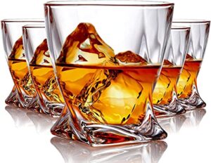 whiskey glasses set of 6 crystal old fashioned rock glass scotch bourbon and spirits 10 ounce liqueur tumbler thick weighted