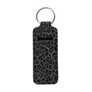 suobstales black leopard chapstick holder keychain neoprene lip balm holder wild animal cheetah skin print lipstick sleeve pouch lip balm portable pocket lip gloss tube holder travel accessories