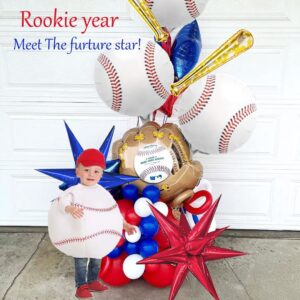 Baseball Balloon garland arch kit 150pcs Red Blue White Silver and Starburst Baseball bat glove balloons fot Sport theme Party Rookie Year 1st Birthday decorations