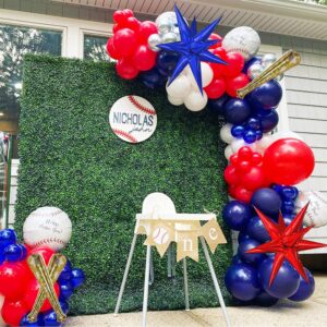 Baseball Balloon garland arch kit 150pcs Red Blue White Silver and Starburst Baseball bat glove balloons fot Sport theme Party Rookie Year 1st Birthday decorations