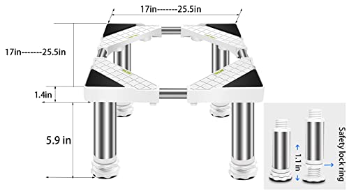 MQZHUK Refrigerator Base Stand Heightened Air Conditioner Base 4Legs- Height 5.9 in Adjustable Plant Container Rack LengthWidth 17.7~25in Plant Stands Pot Flower Holder,Max Load 460LB