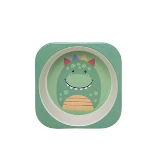 Little Me 5-Pack Bamboo Dinnerware Set - Dishwasher Safe Kids Dishes & Utensils - Dinosaur Plate, Bowl, Cup, Spoon & Fork