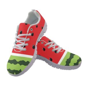 women tennis shoes watermelon non slip comfortable white sole lace up lightweight sneaker