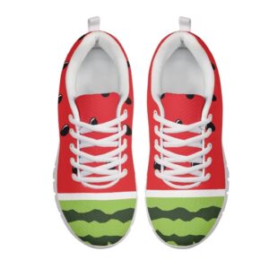 Women Tennis Shoes Watermelon Non Slip Comfortable White Sole Lace Up Lightweight Sneaker